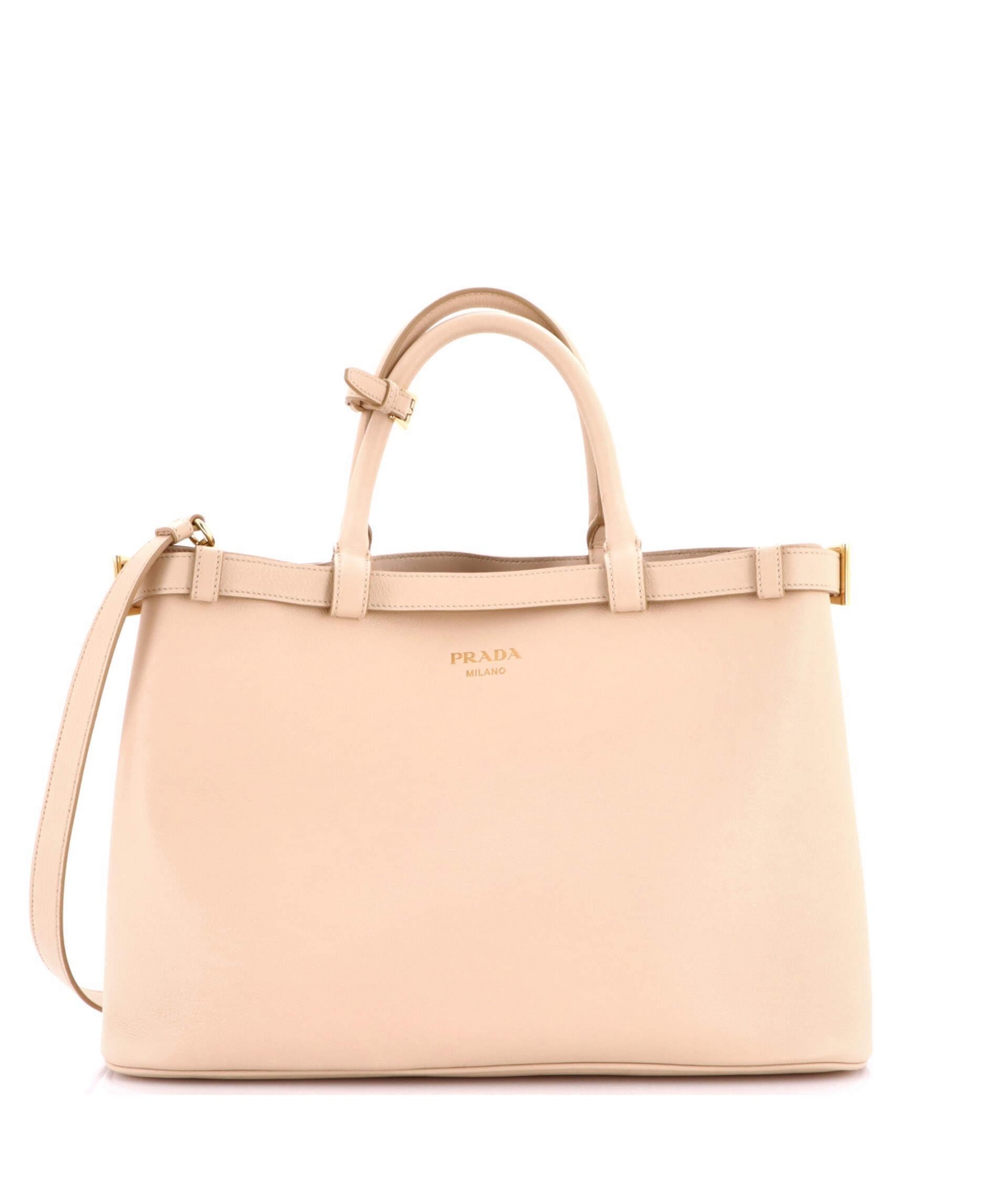 Click here for Pre-Owned Prada Medium Double Buckle Belt Tote Bag... prices