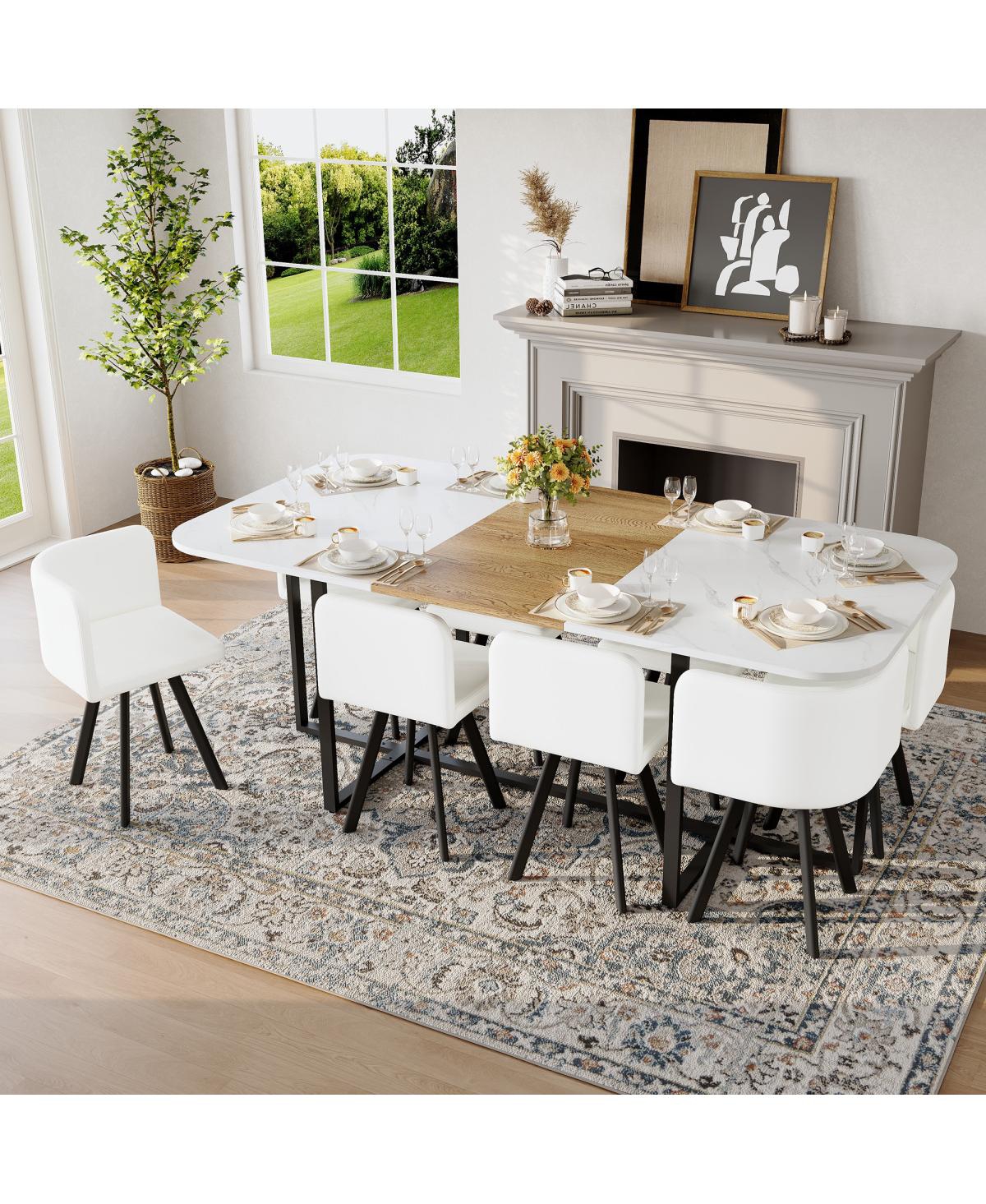 Click here for Streamdale Furniture 9 Piece Square Faux Marble Di... prices