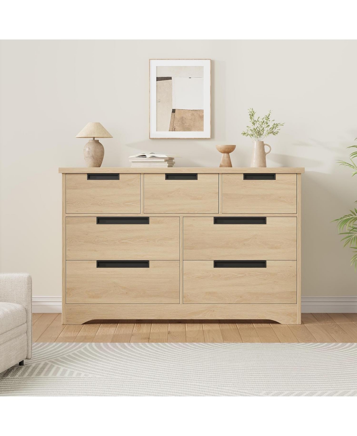 Click here for homfan 7-Drawer Natural Modern Dresser with Embedd... prices