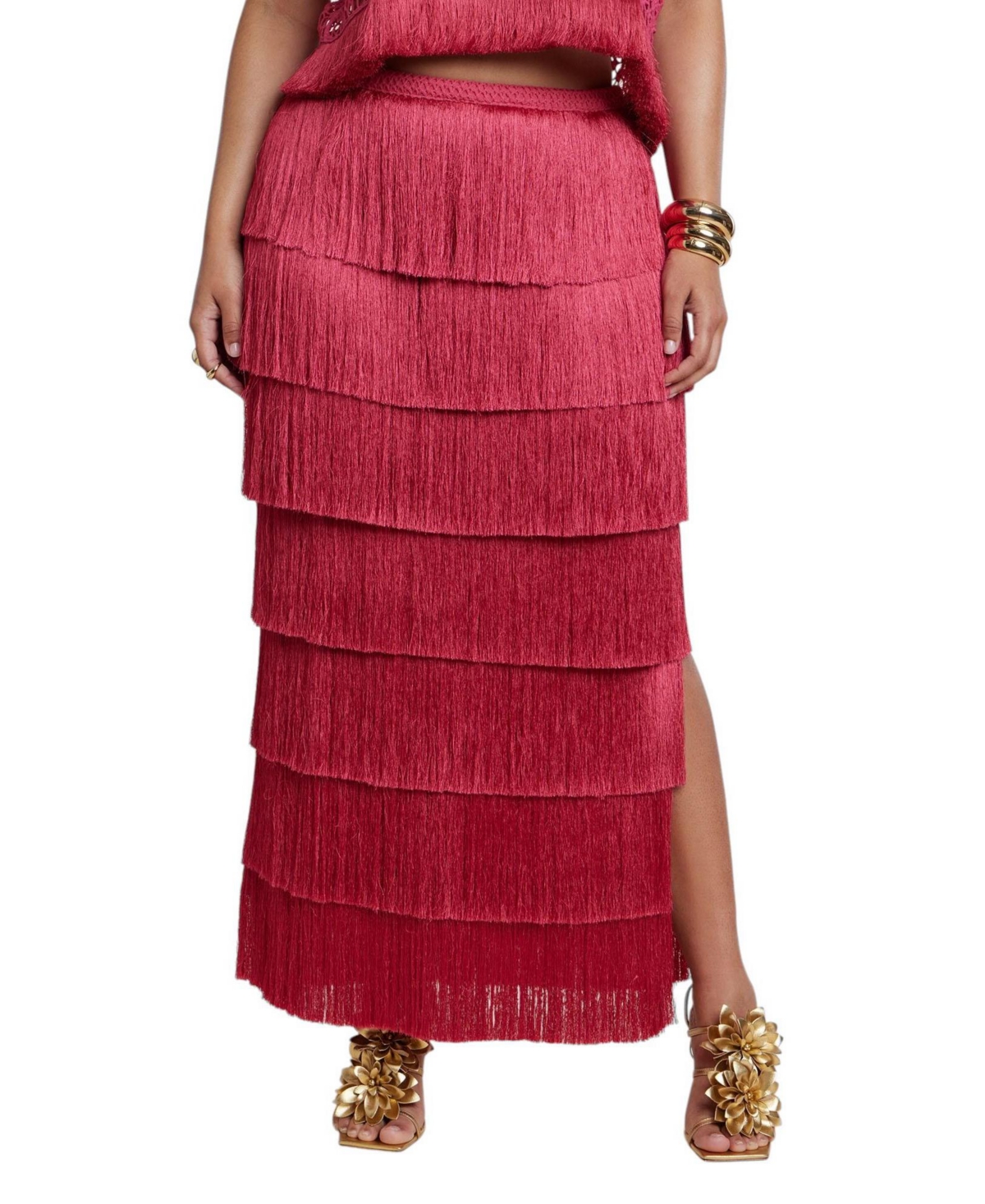Click here for Eloquii Womens Maxi Skirt - Bright rose prices