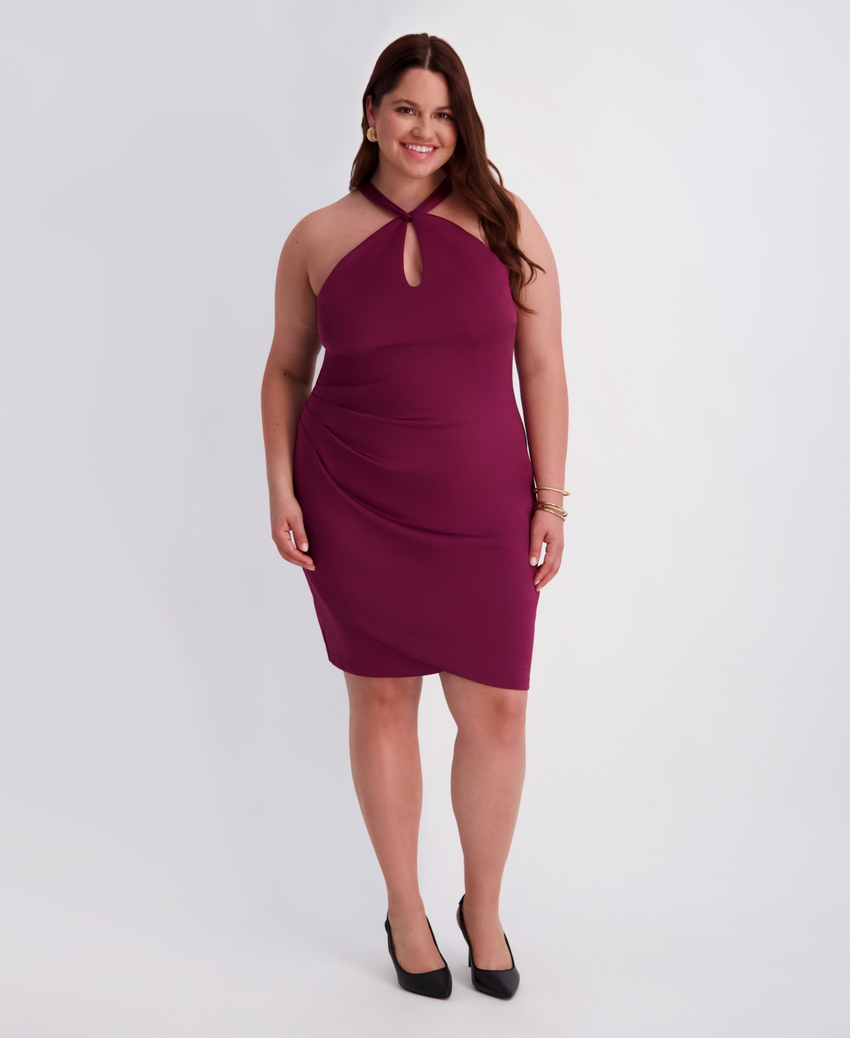 Click here for Siena Plus Size Scuba Crepe Midi Dress - Burgundy prices