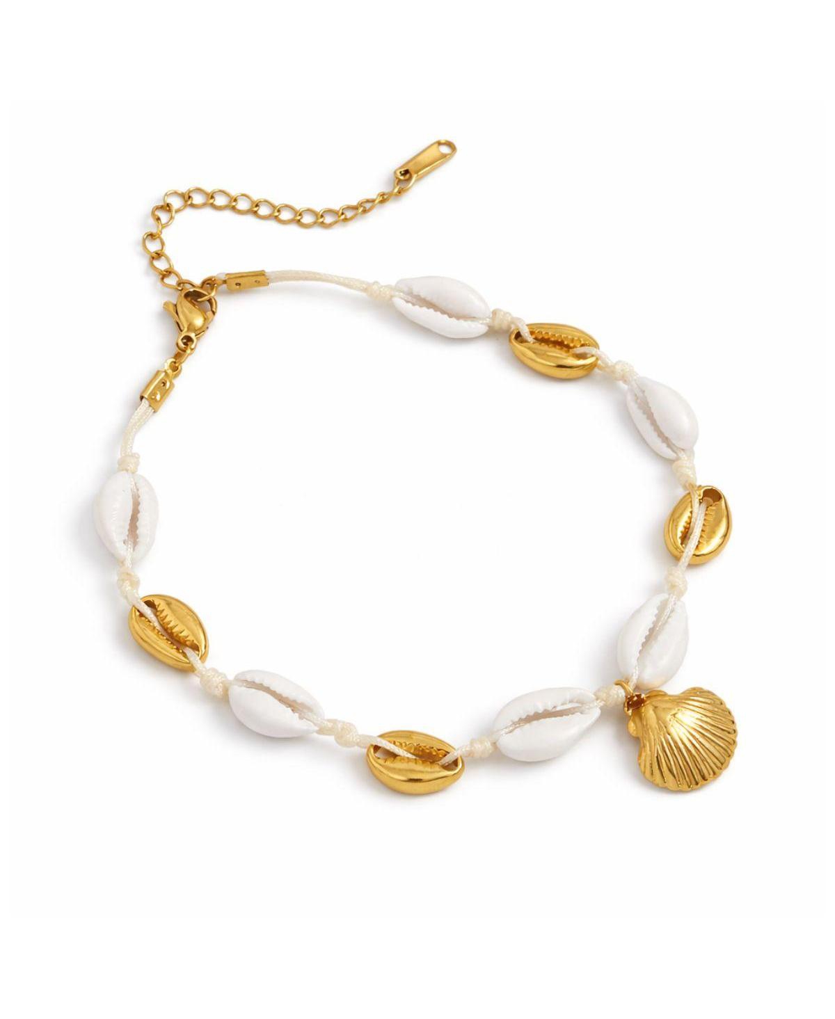 Click here for Rebl Jewelry Mixed Shell Chain Anklet - Gold prices