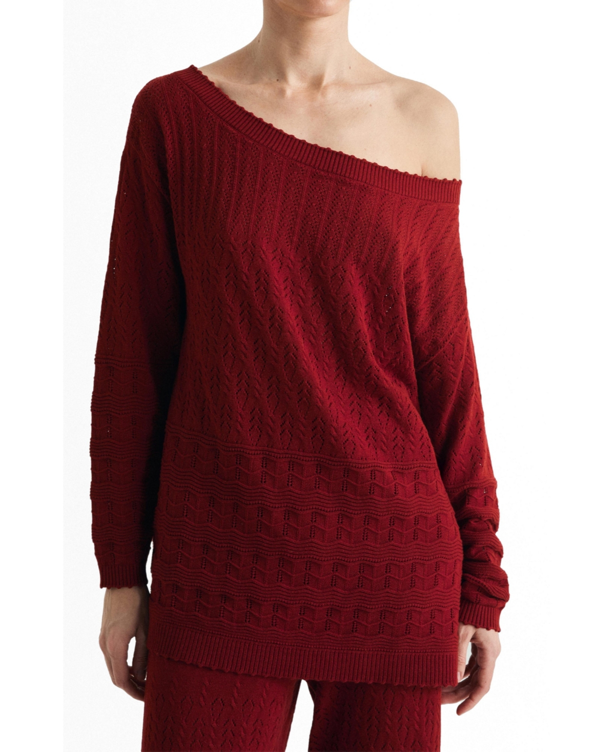 Click here for Scalpers Womens Pointelle Jumper - Red prices