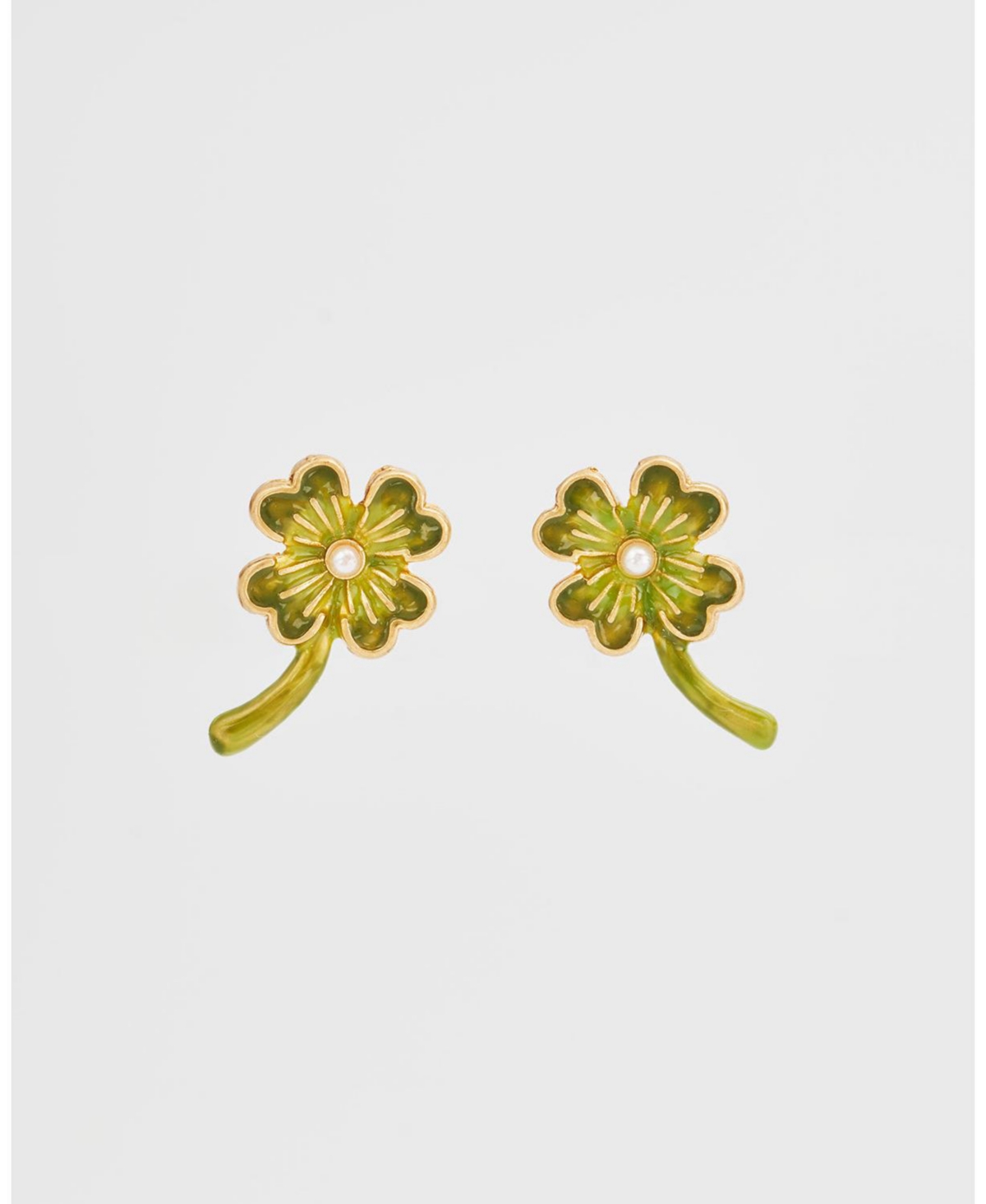 Click here for Fable England Gold Lucky Clover and Pearl Stud Ear... prices