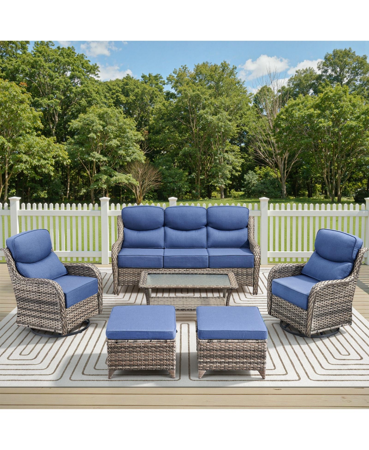 Click here for Pocassy 6 Pieces Outdoor Furniture Set Wicker Outd... prices