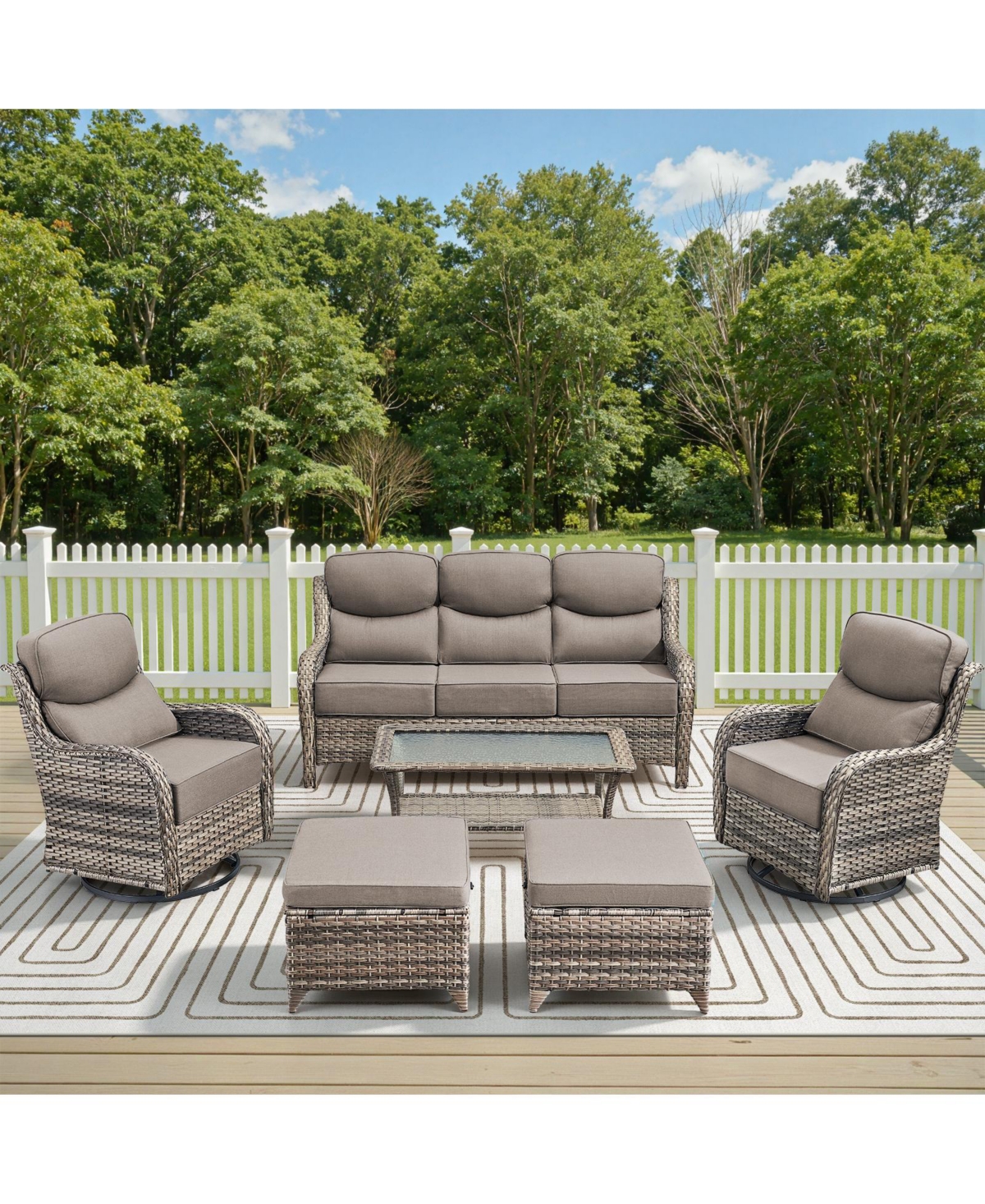 Click here for Pocassy 6 Pieces Outdoor Furniture Set Wicker Outd... prices