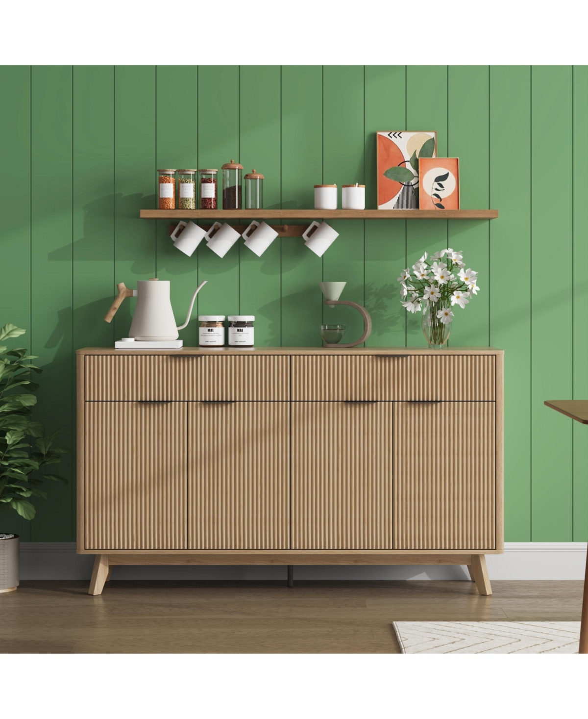 Click here for gaomon 60 Inch Fluted Sideboard Cabinet  4 Doors... prices