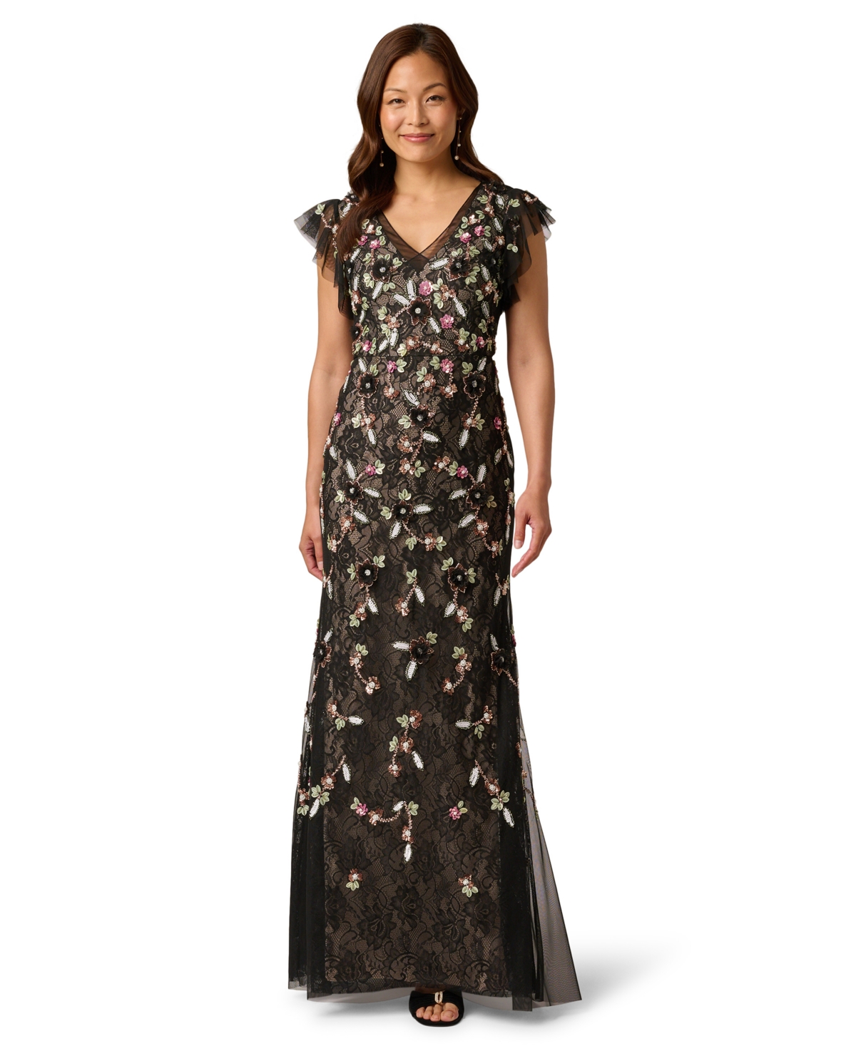 Click here for Adrianna Papell Womens Beaded V-Neck Ball Gown - B... prices