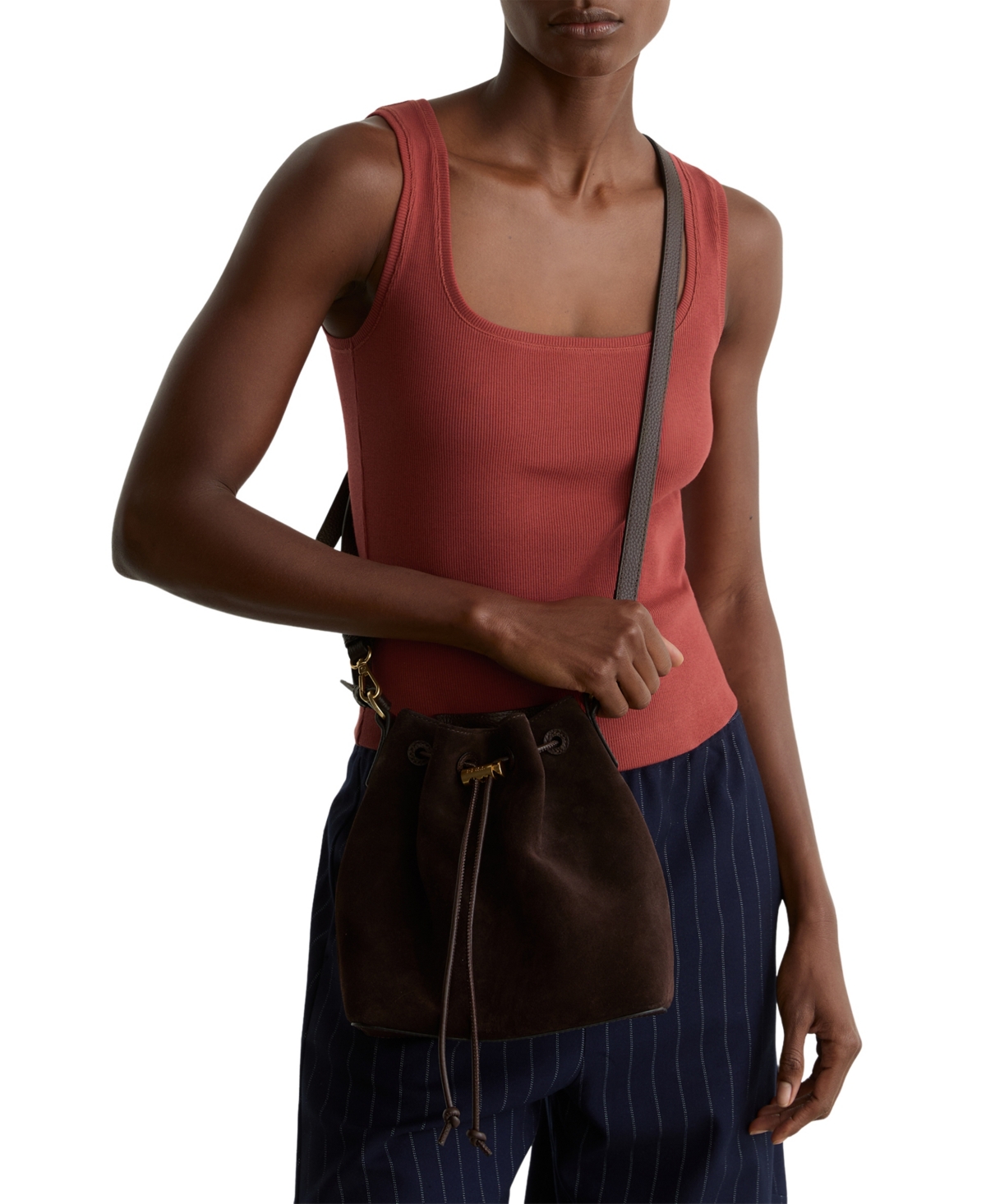 Click here for Reiss Womens Riva Square Neck Vest - Rust Red prices