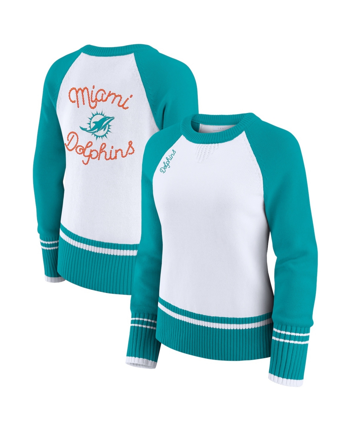 Click here for Wear by Erin Andrews Womens White/Aqua Miami Dolph... prices