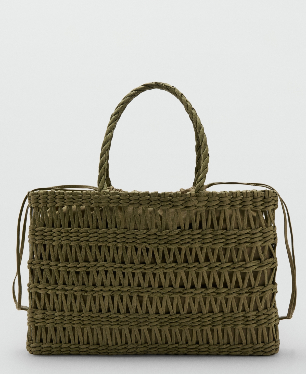 Click here for Mango Womens Natural-Fiber Tote Bag - Khaki prices