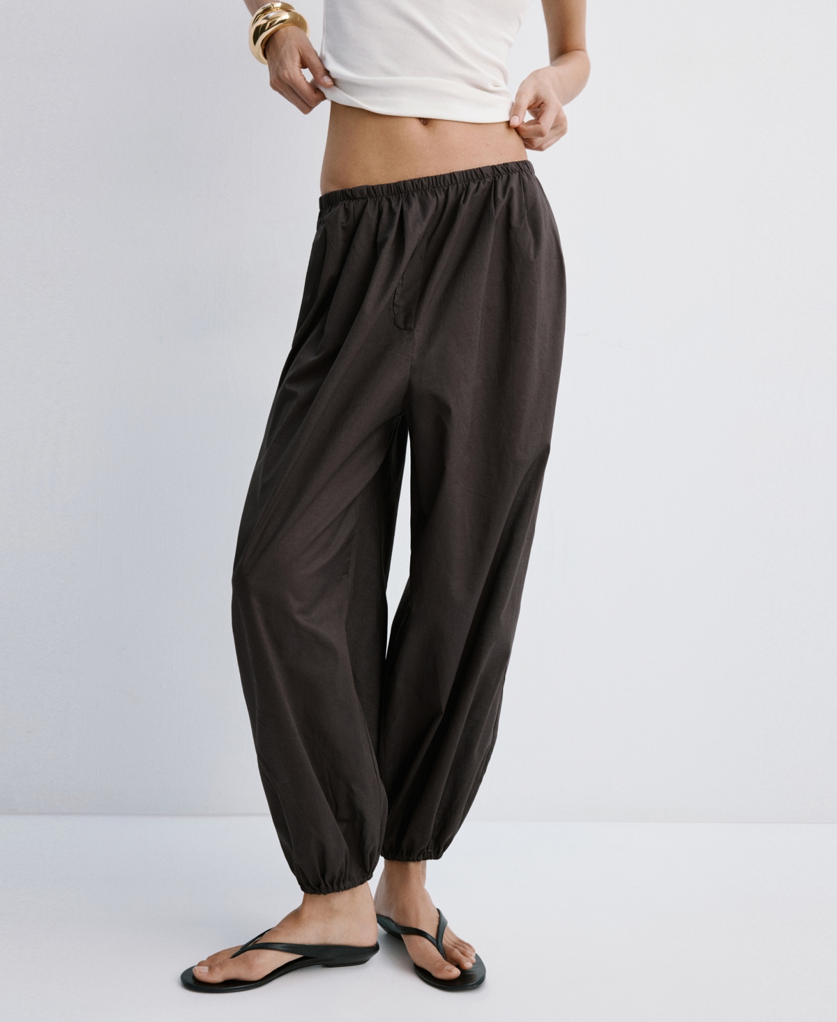 Click here for Mango Womens Baggy Cotton Pants - Chocolate prices