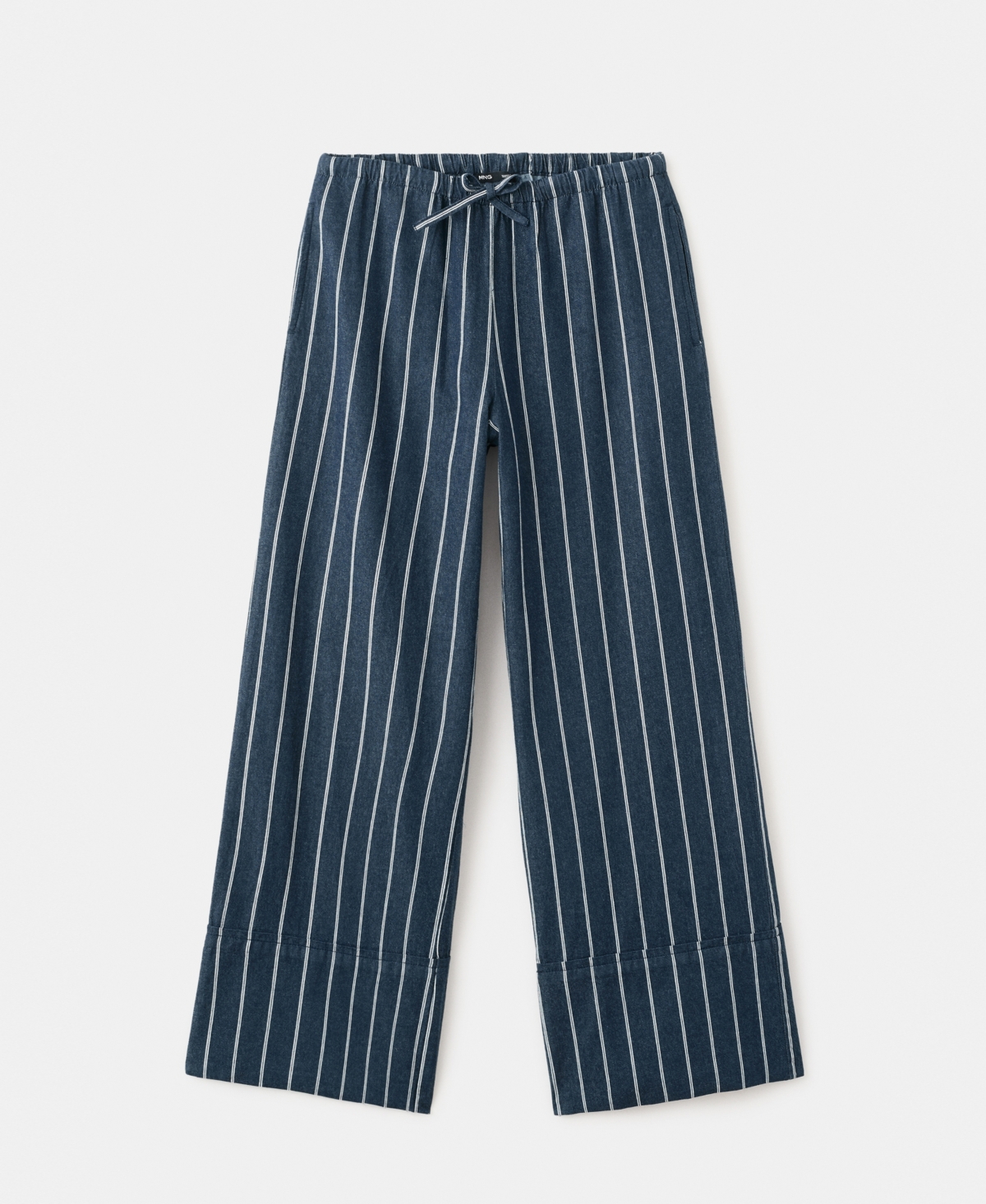 Click here for Mango Womens Turn-Up Hem Striped Pants - Open Blue prices