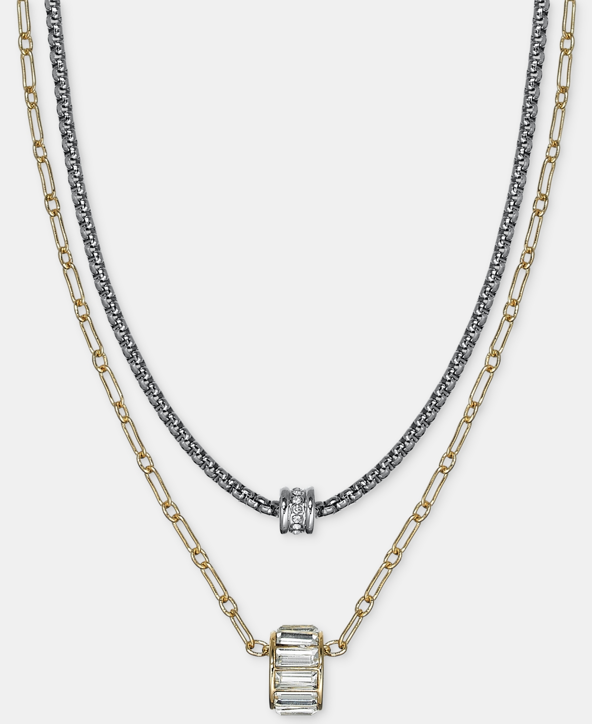 Click here for On 34th Two-Tone Crystal Two-Row Pendant Necklace... prices