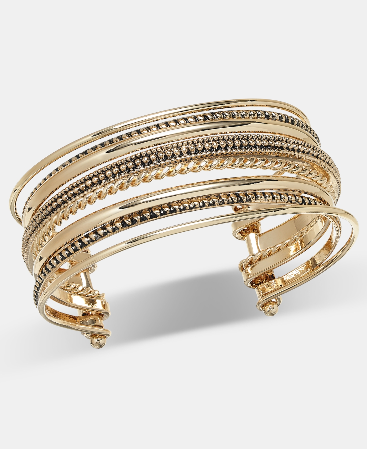 Click here for Style & Co Gold-Tone Textured Layered Cuff Bangle... prices
