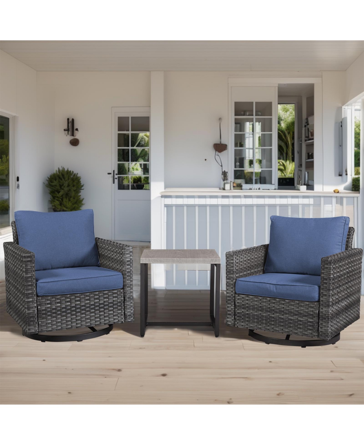 Click here for Pocassy Outdoor Patio Set  Wicker Rocking Bistro S... prices