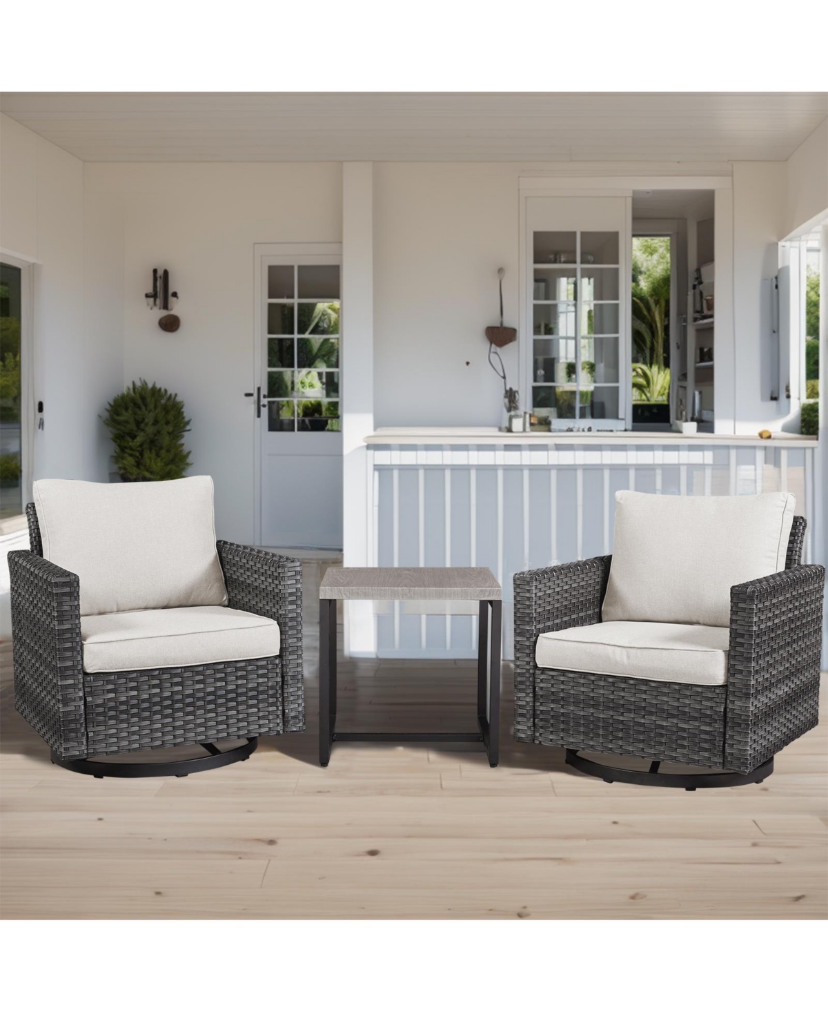 Click here for Pocassy Outdoor Patio Set  Wicker Rocking Bistro S... prices