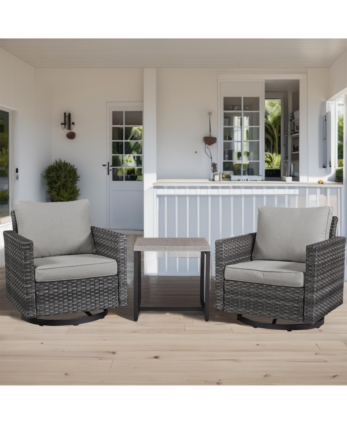 Click here for Pocassy Outdoor Patio Set  Wicker Rocking Bistro S... prices