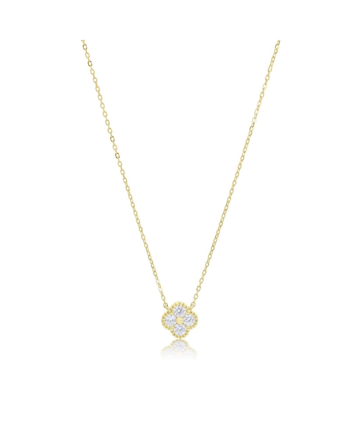 Click here for The Lovery Cz Single Clover Necklace 14K Gold-Plat... prices