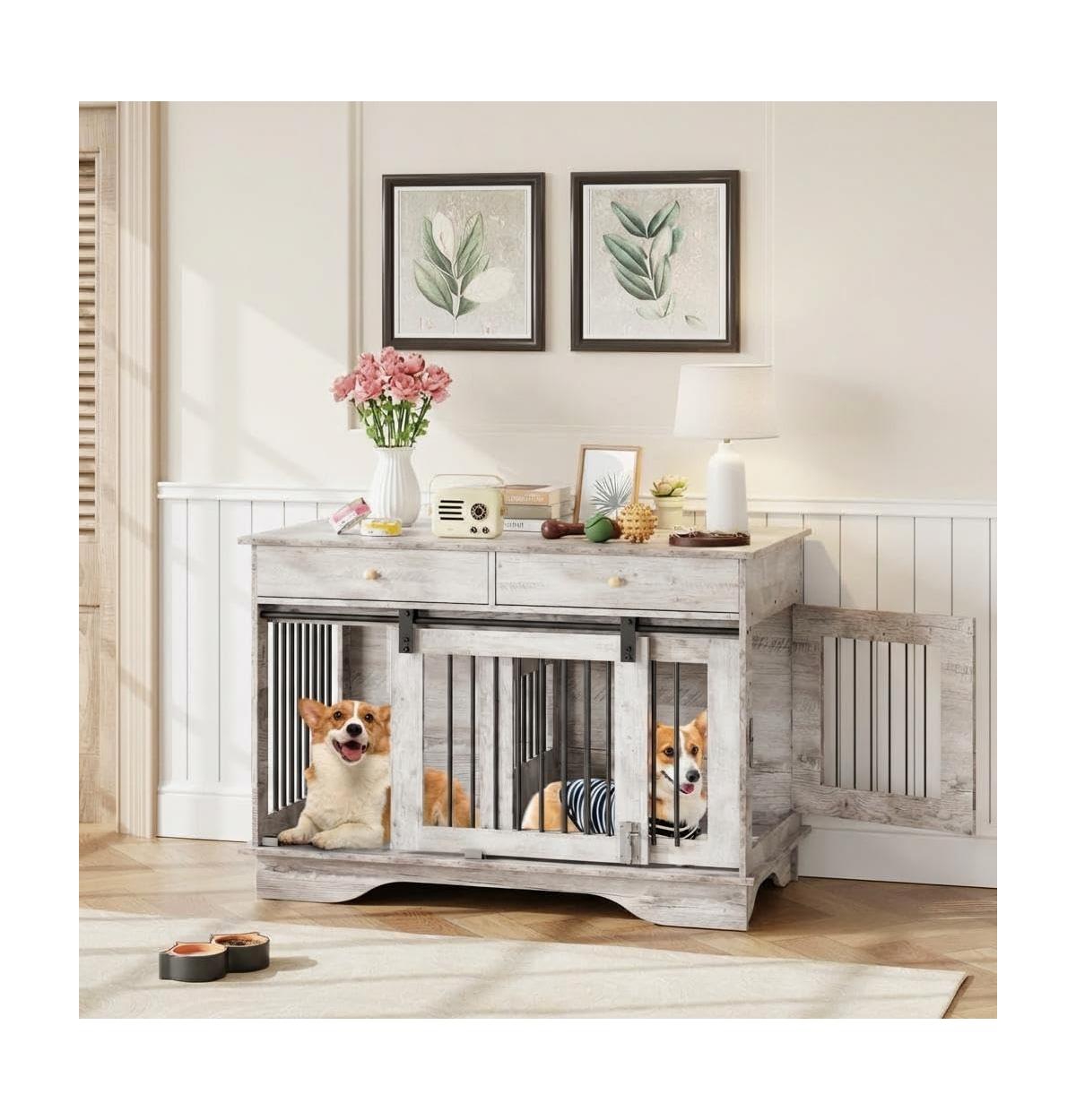 Click here for gaomon Dog Crate Furniture with 2 Drawers  Wooden... prices