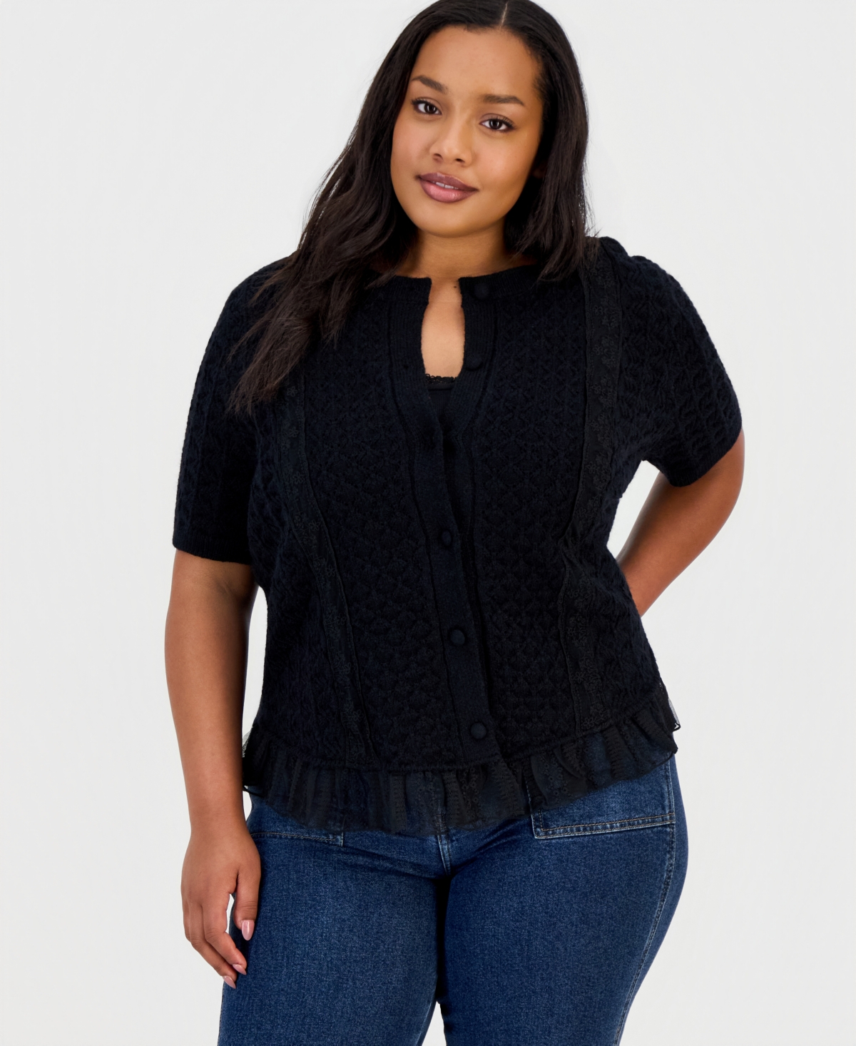 Click here for And Now This Trendy Plus Size Short-Sleeve Pointel... prices