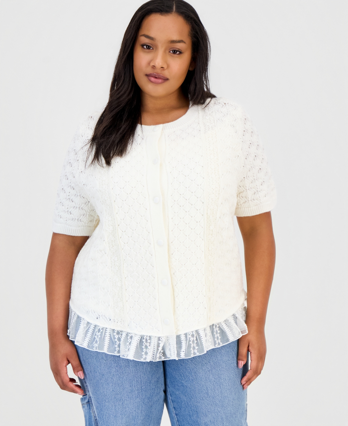 Click here for And Now This Trendy Plus Size Short-Sleeve Pointel... prices