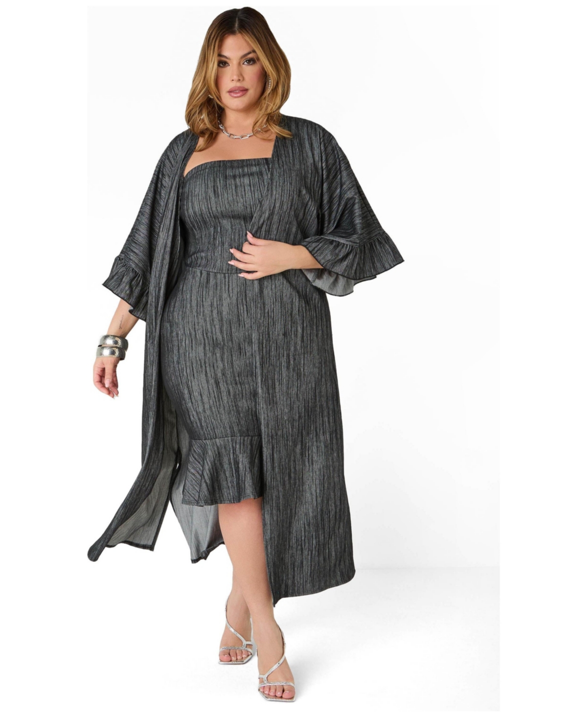 Click here for Ashley Stewart Plus Size Ruffled Textured Denim Du... prices