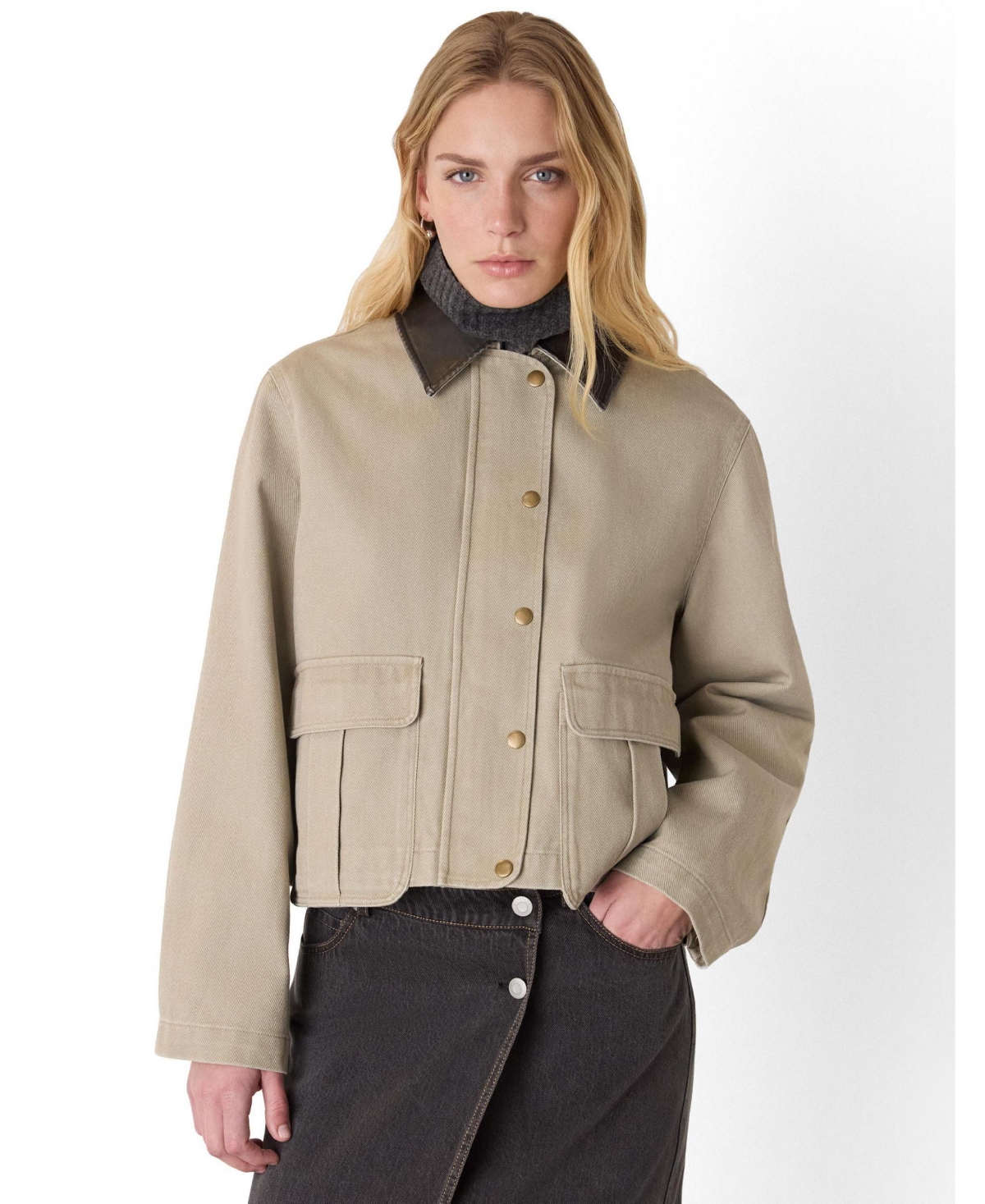 Click here for Whistles Womens Casual Contrast Collar Jacket - Be... prices