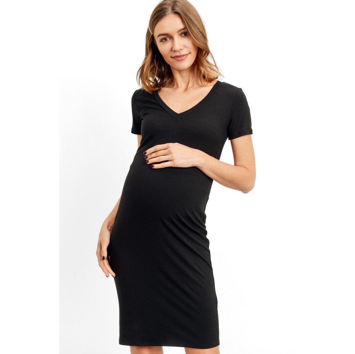 Click here for Hello Miz Womens Maternity Ribbed Bodycon Short Sl... prices