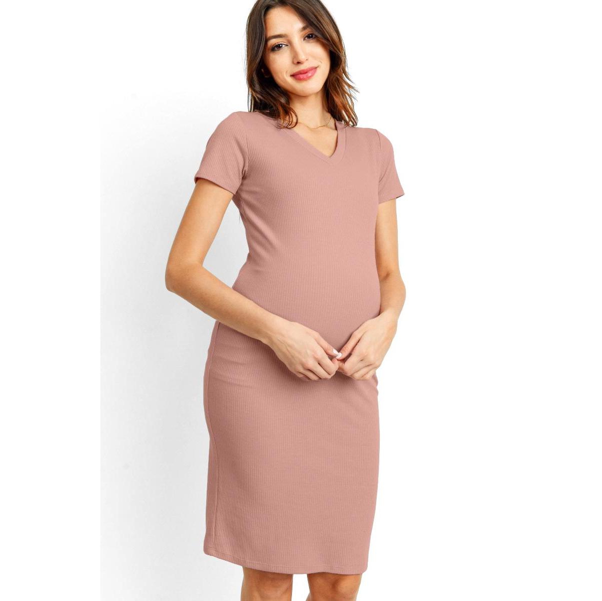 Click here for Hello Miz Womens Maternity Ribbed Bodycon Short Sl... prices