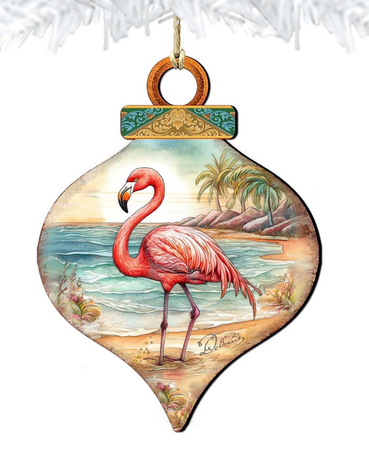 Click here for Designocracy Flamingo Charm Christmas Wood Ornamen... prices