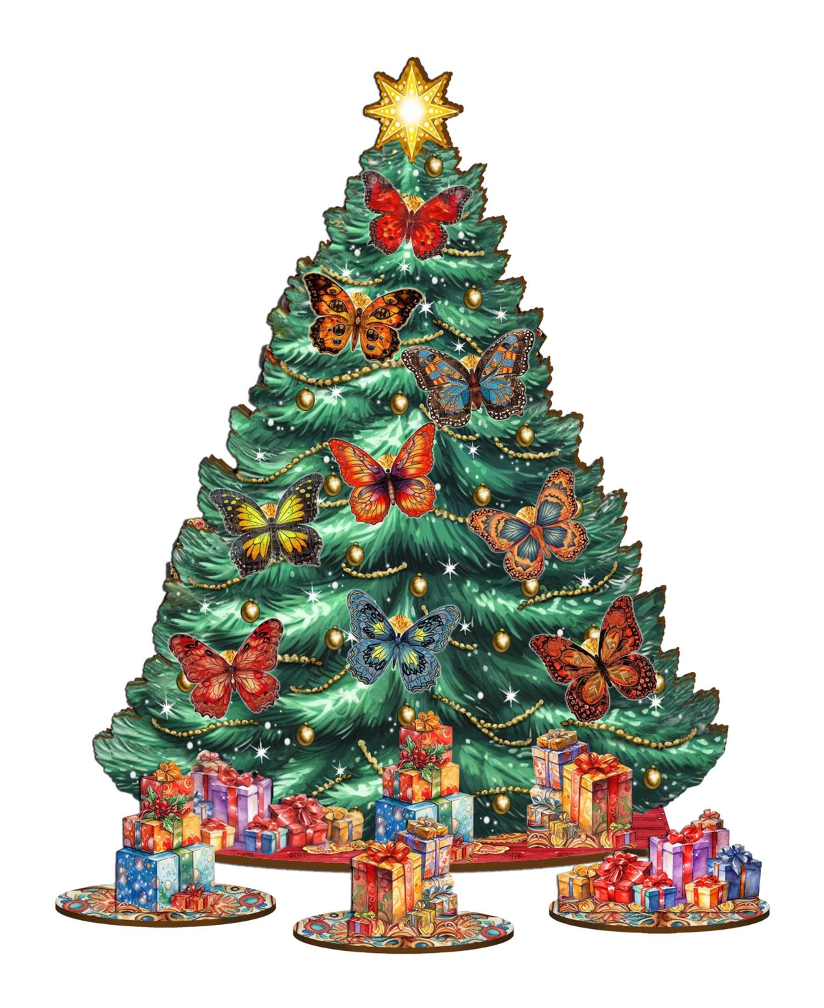 Click here for Designocracy Butterfly Themed Wooden Christmas Tre... prices
