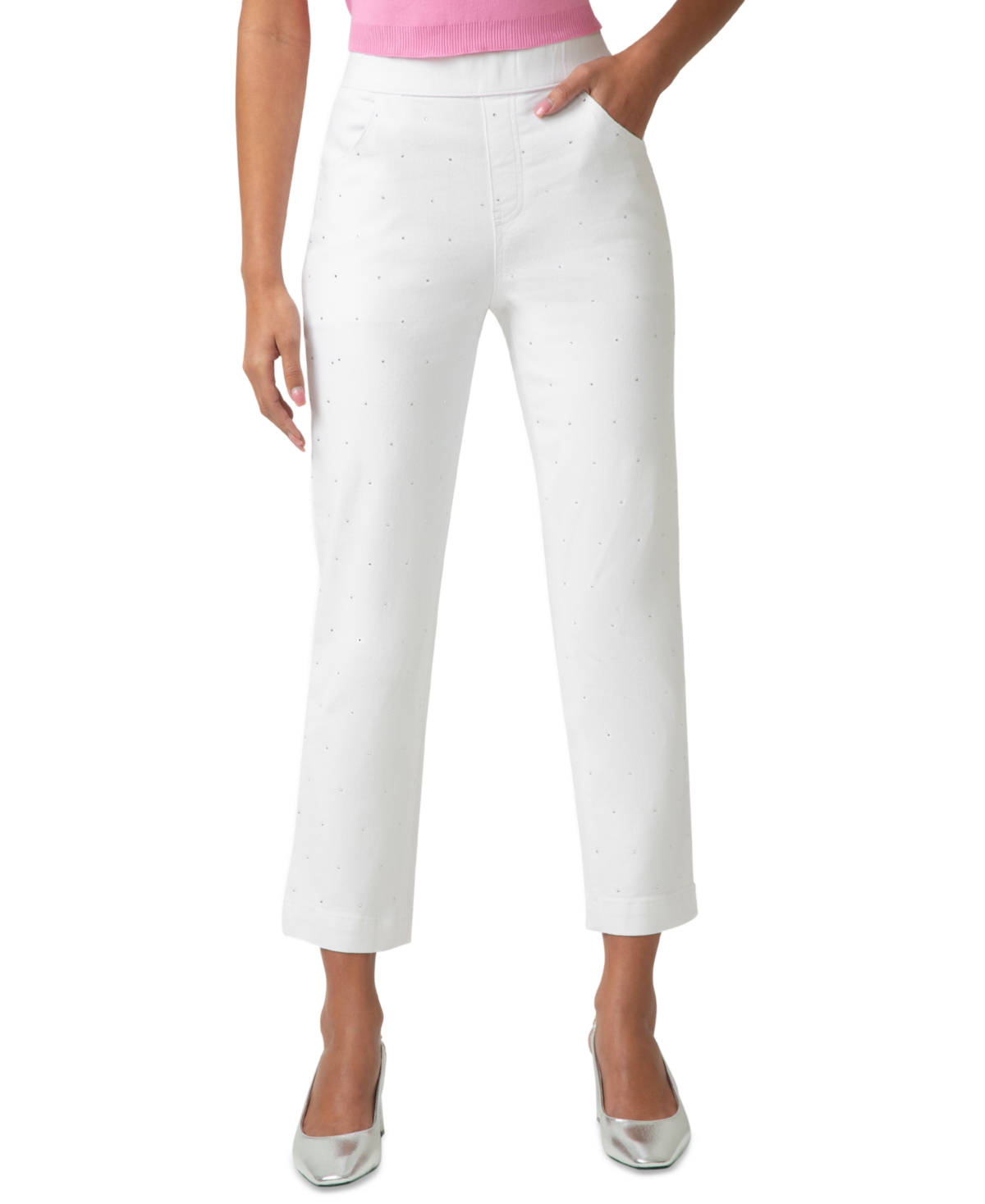 Click here for Hue Womens Rhinestone Denim Pull-On Pants - Bright... prices