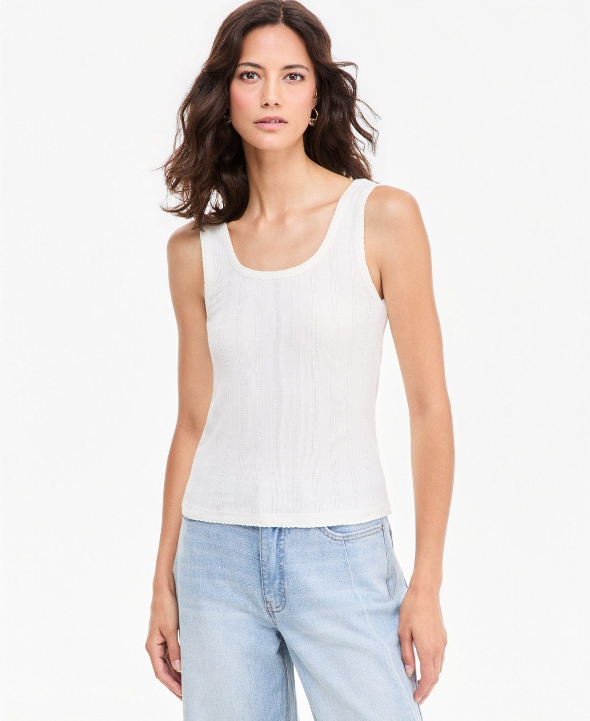 Click here for On 34th Womens Pointelle Rib Scoop-Neck Layering T... prices