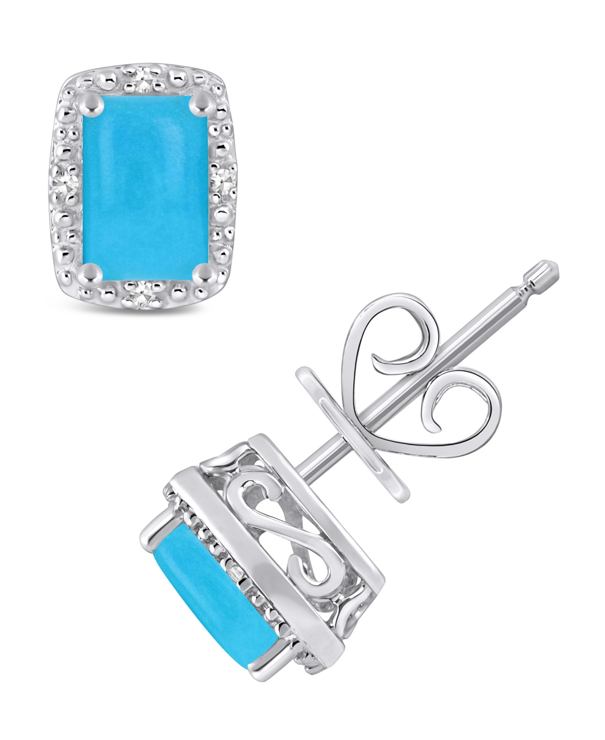 Click here for Onyx & Diamond Accent Rectangle Stud Earrings in S... prices