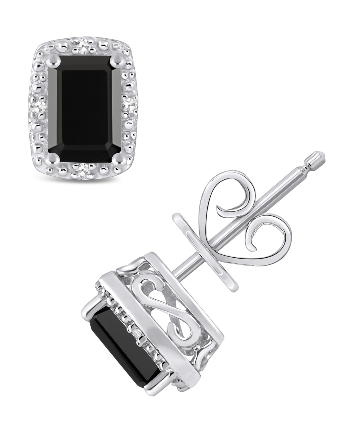 Click here for Onyx & Diamond Accent Rectangle Stud Earrings in S... prices
