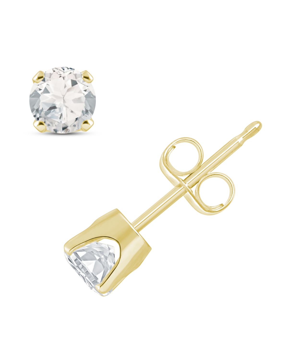 Click here for Gemstone Stud Earrings in 14K Yellow Gold - White... prices