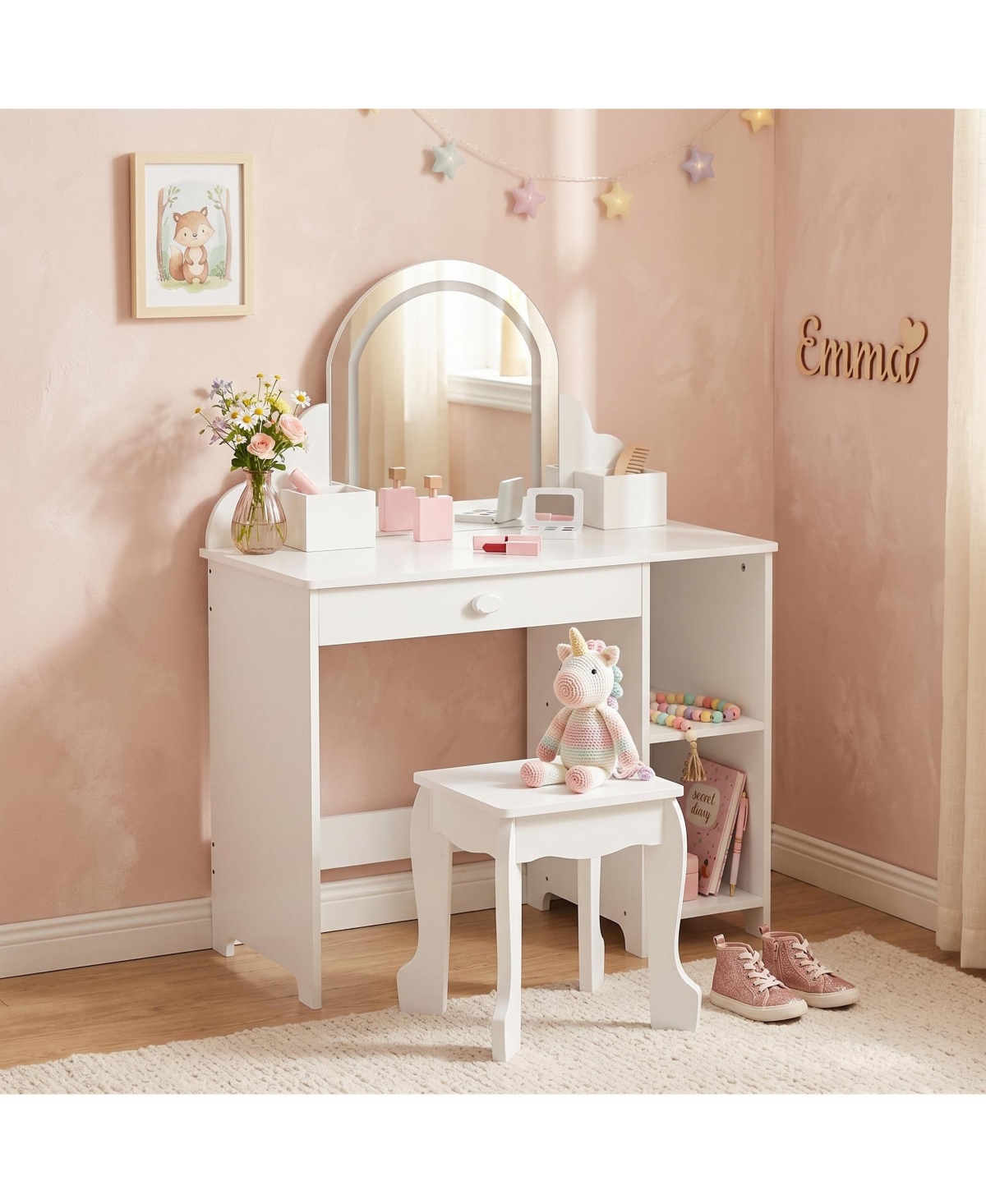 Click here for homfan Elegant Vanity Desk with Mirror and Lights... prices