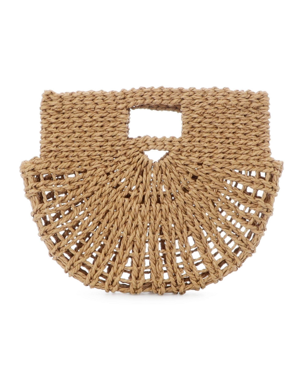 Click here for Adornia Fine Straw Arc Clutch Bag - Brown prices