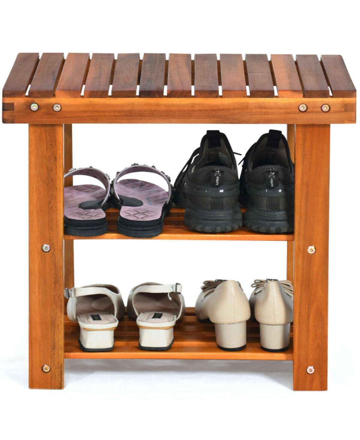Click here for Gouun 3-Tier Wood Shoe Rack and Bench Organizer -... prices