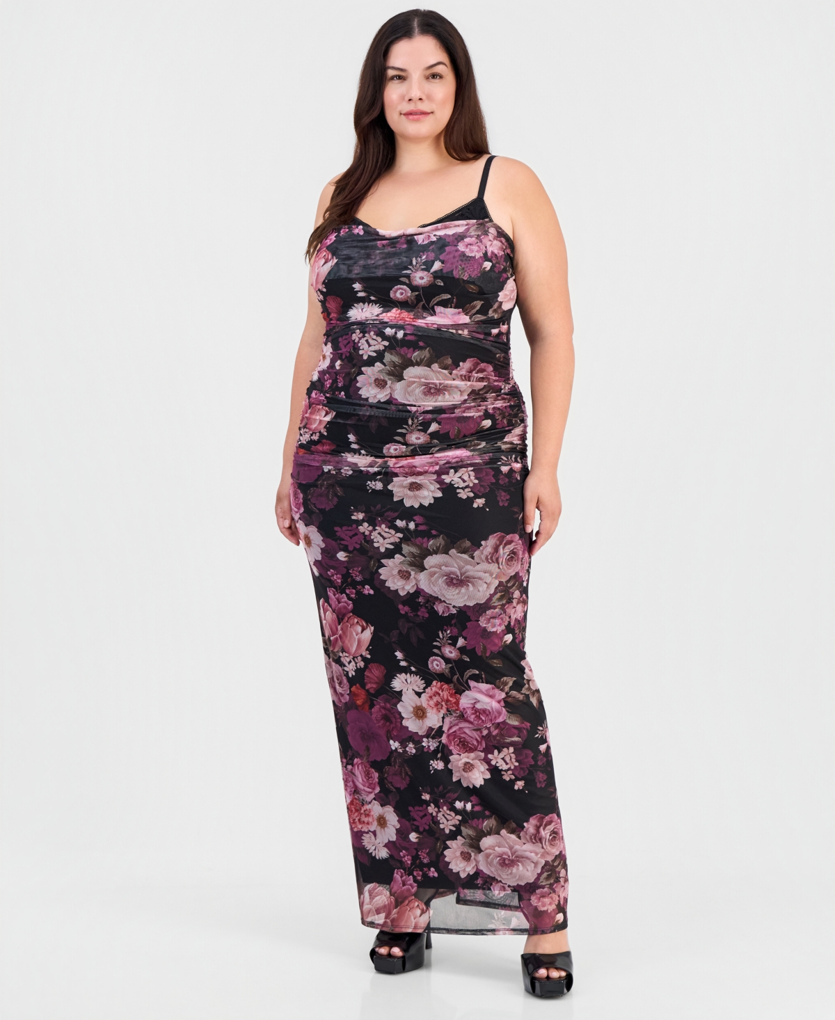 Click here for Emerald Sundae Plus Size Floral Ruched Maxi Dress... prices