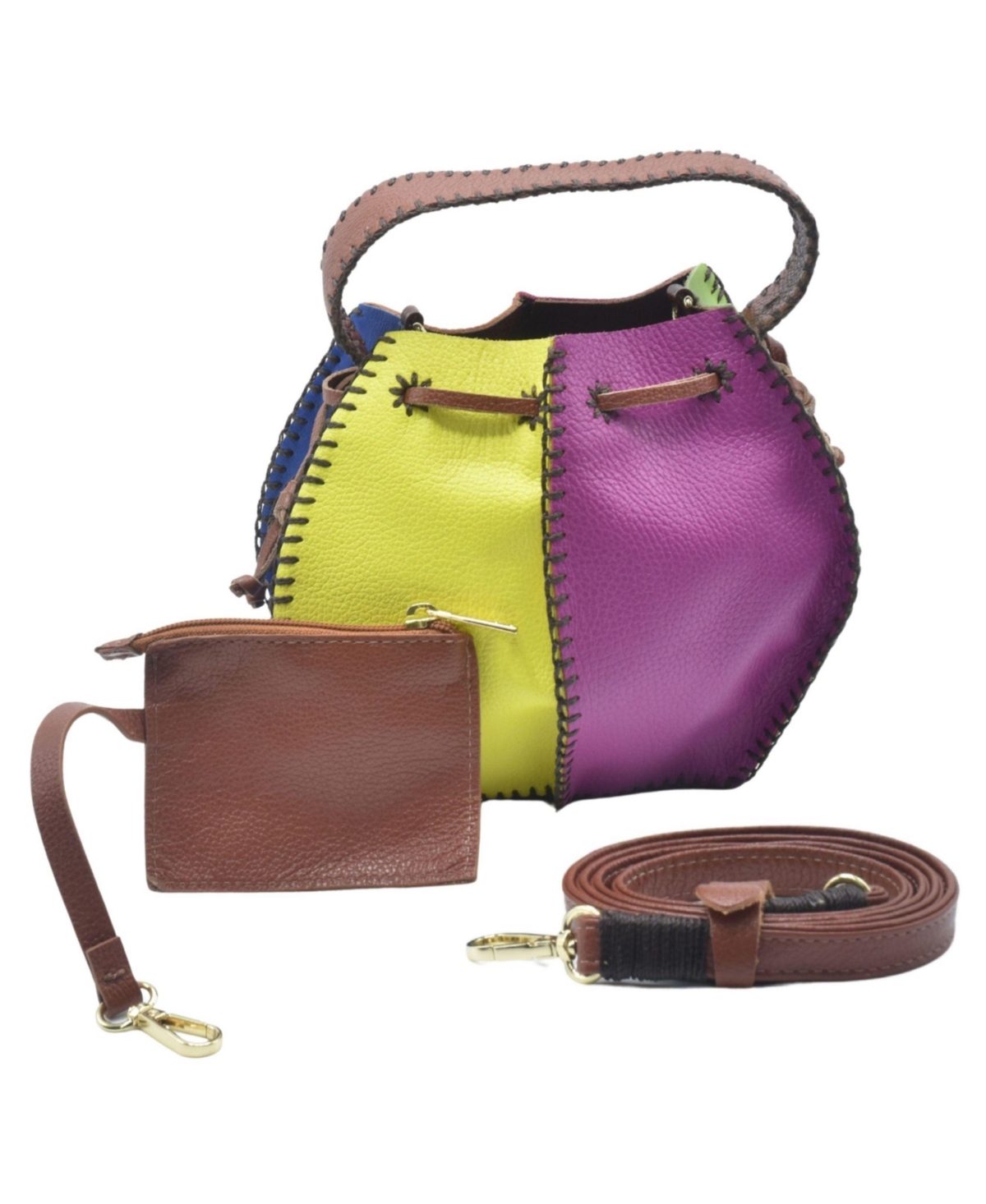 Click here for Carlos Falchi Bucket Leather Bag - Rainbow prices