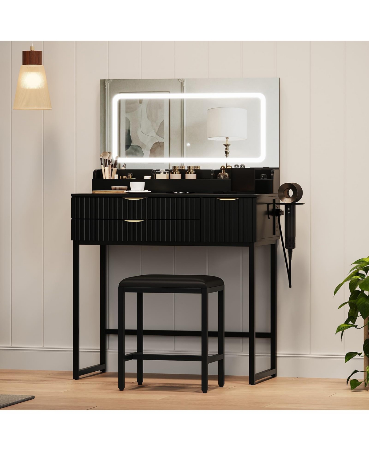 Click here for gaomon Glass Top Makeup Vanity Desk 31 in  Vanity... prices