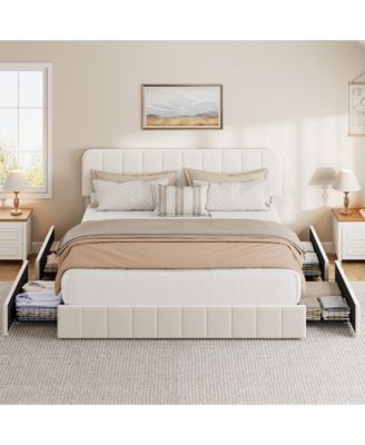 Click here for Homfan Velvet Bed Frame With 4 Drawers Upholstered... prices