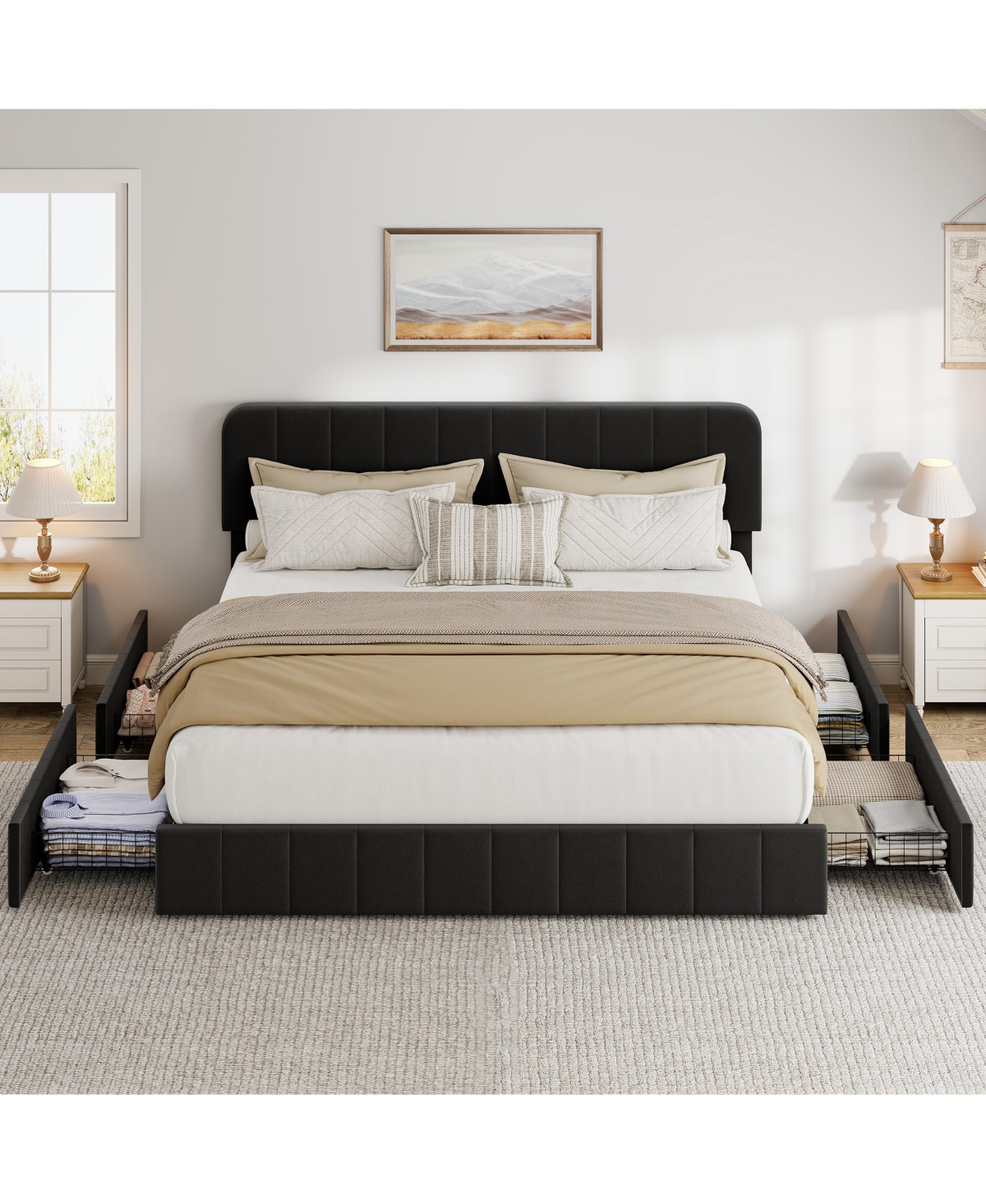 Click here for homfan Velvet Platform Bed Frame Channel Tufted Wi... prices