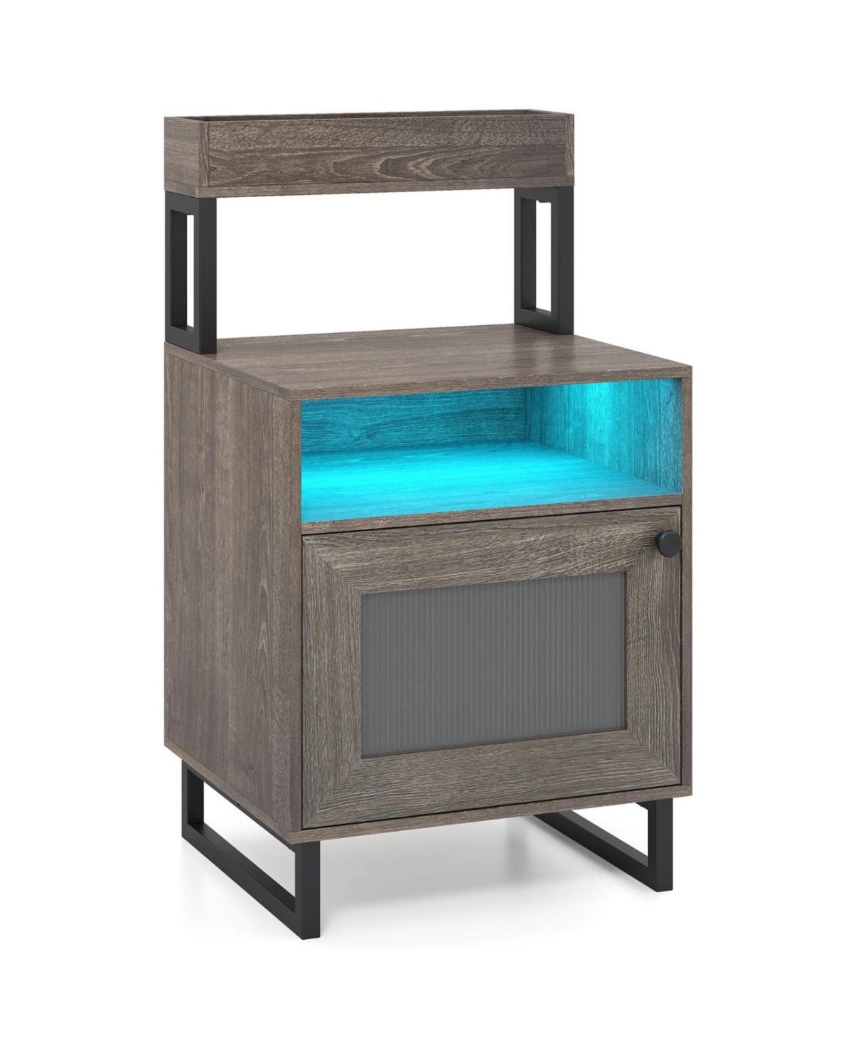 Click here for Slickblue Nightstand with Led Lighting  Top Tray... prices