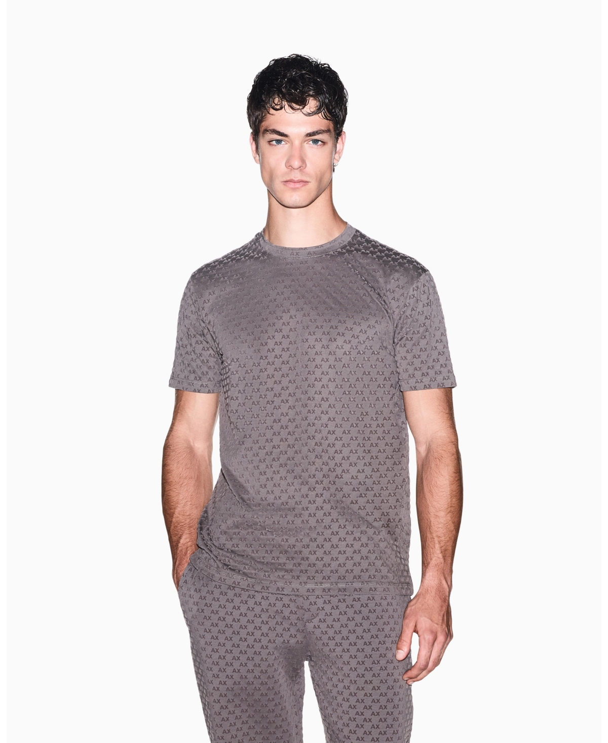 Click here for A|X Armani Exchange Mens Flocked All Over Logo T-S... prices