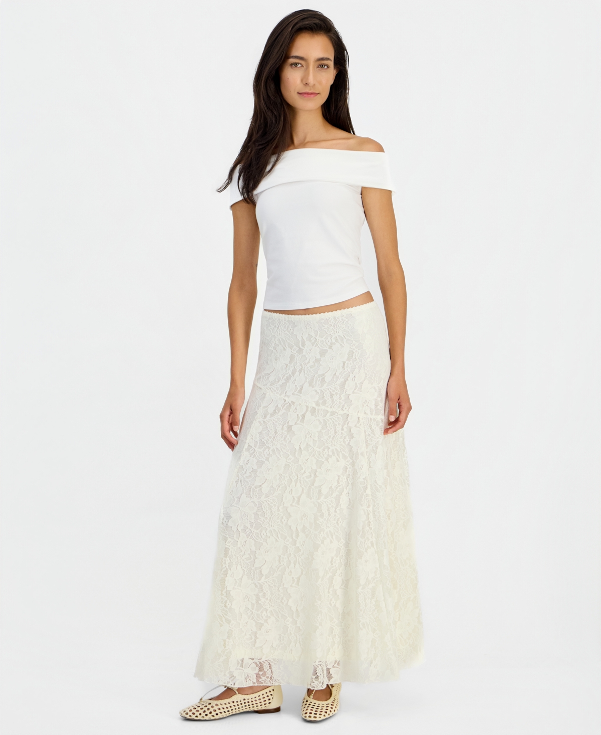 Click here for On 34th Womens Lace A-Line Pull-On Maxi Skirt  Mac... prices