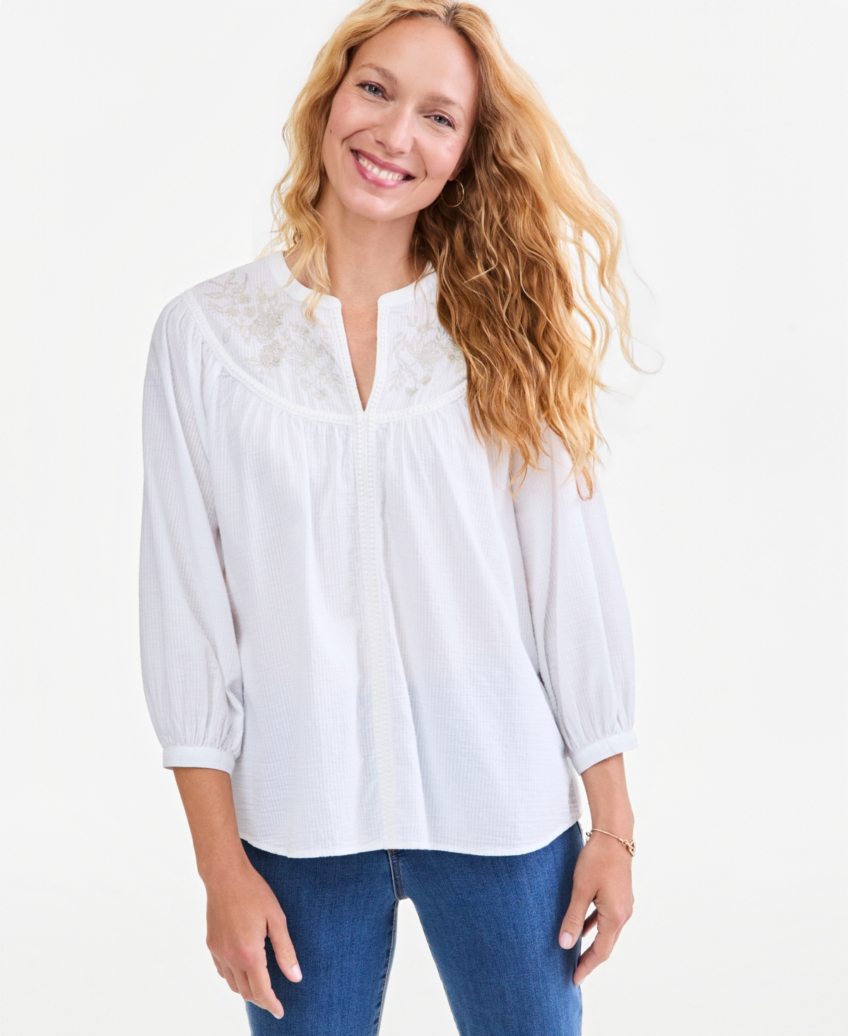 Click here for Style & Co Womens Cotton Embroidered Blouse  Macys... prices