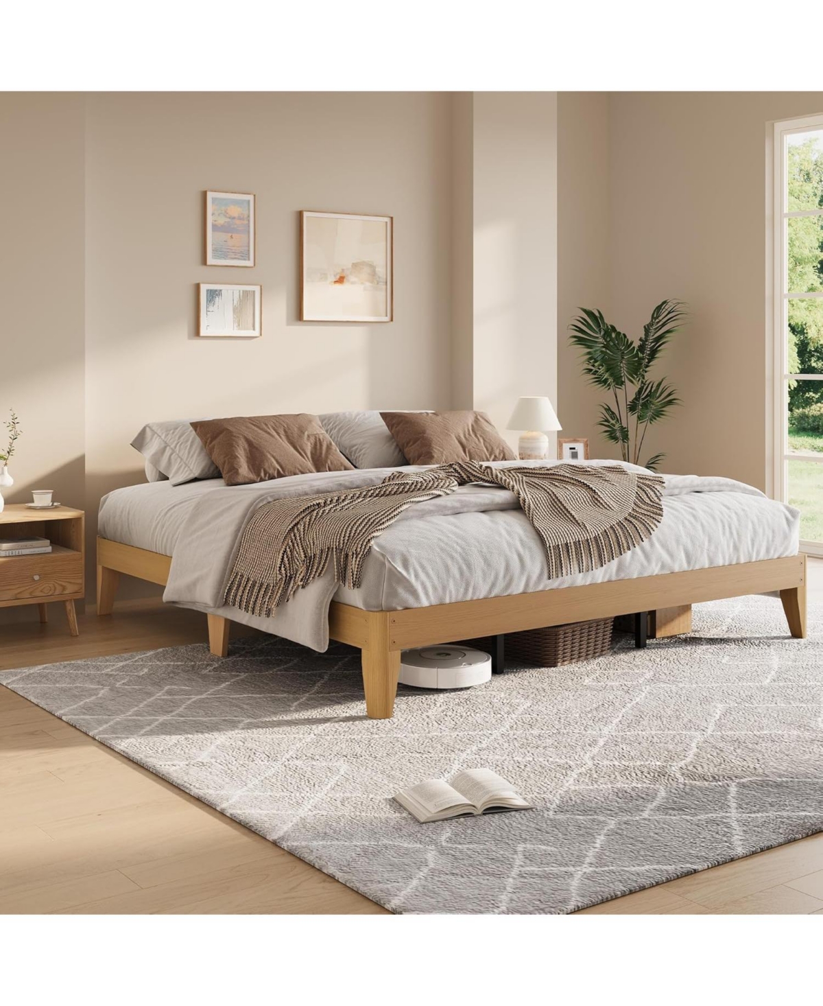 Click here for gaomon Wood Platform Bed Frame  Solid Wooden Legs... prices